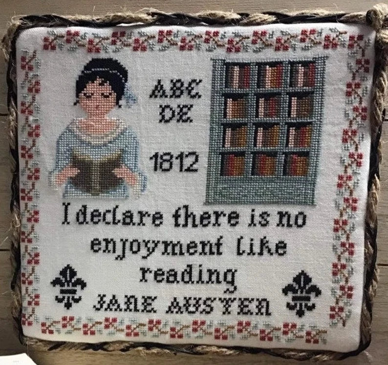 Jane Austen Reading Embroidery Sampler Chart | thejaneaustenshop.co.uk